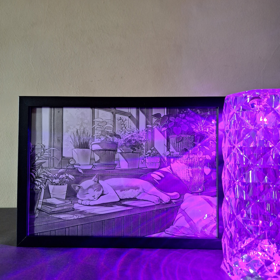 Cozy Sunlit Cat, Light Art Painting, Cat, Lightbox, DIY Lightbox ...