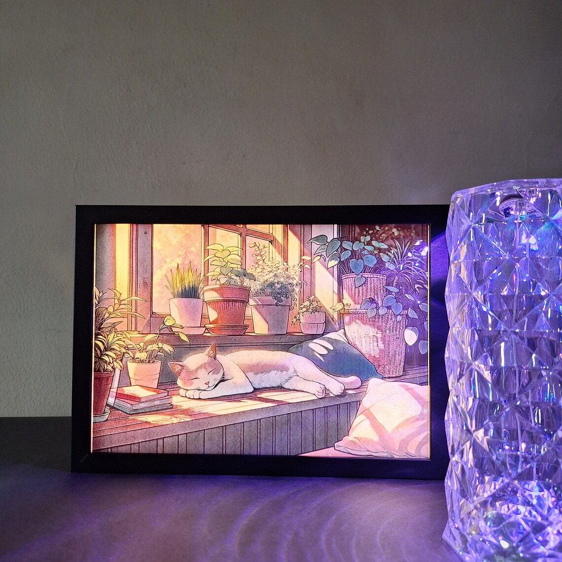 Cozy Sunlit Cat, Light Art Painting, Cat, Lightbox, DIY Lightbox, Template, Sleeping Cat ...