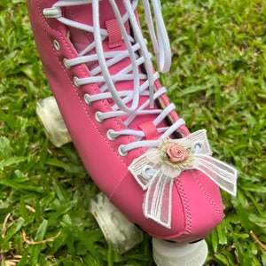 Rose Bow Roller Skate Accessories Pink Sold in Singles Eyelet Shoe ...