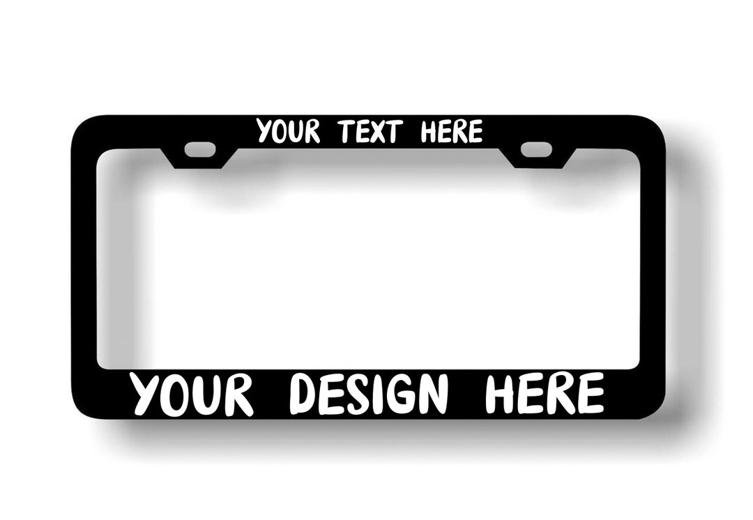 Personalized Etched Metal License Plate Frame With Custom Text Black ...