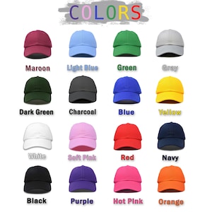 Custom Embroidered Baseball Hats Add Text or Design Design Your Own Cap ...
