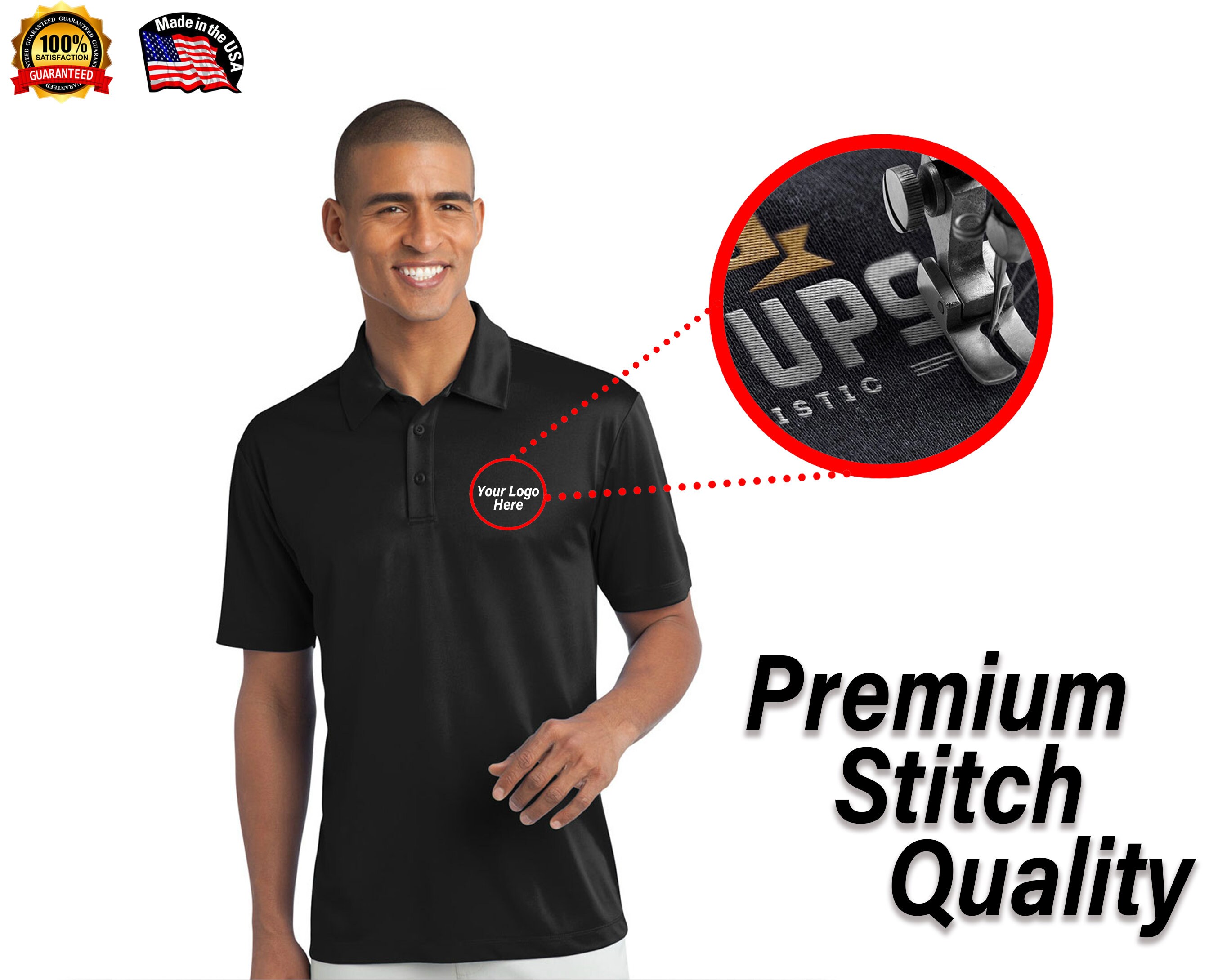 Custom Embroidered Mens Short Sleeve Polo Shirts - Personalized ...