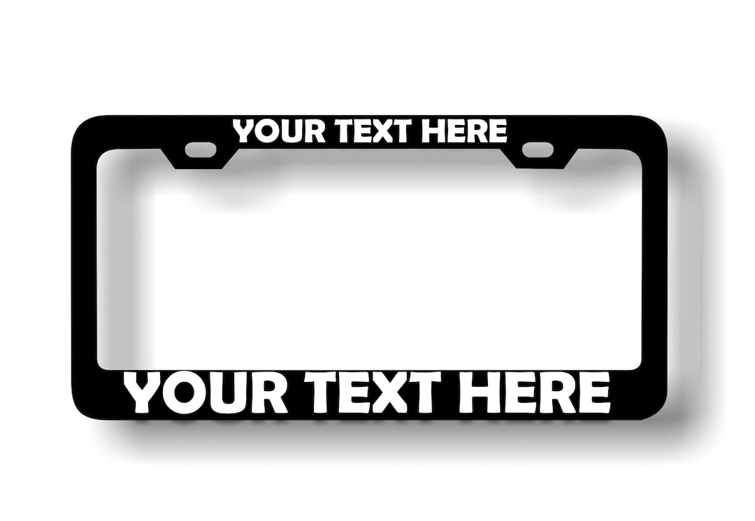 Personalized Etched Metal License Plate Frame With Custom Text Black ...