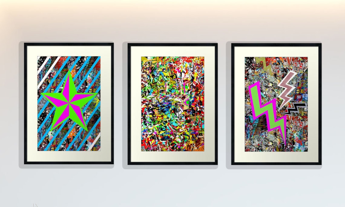 Punk Street Urban Wall Art Graffiti Colourful Set of 3 Designs | Etsy