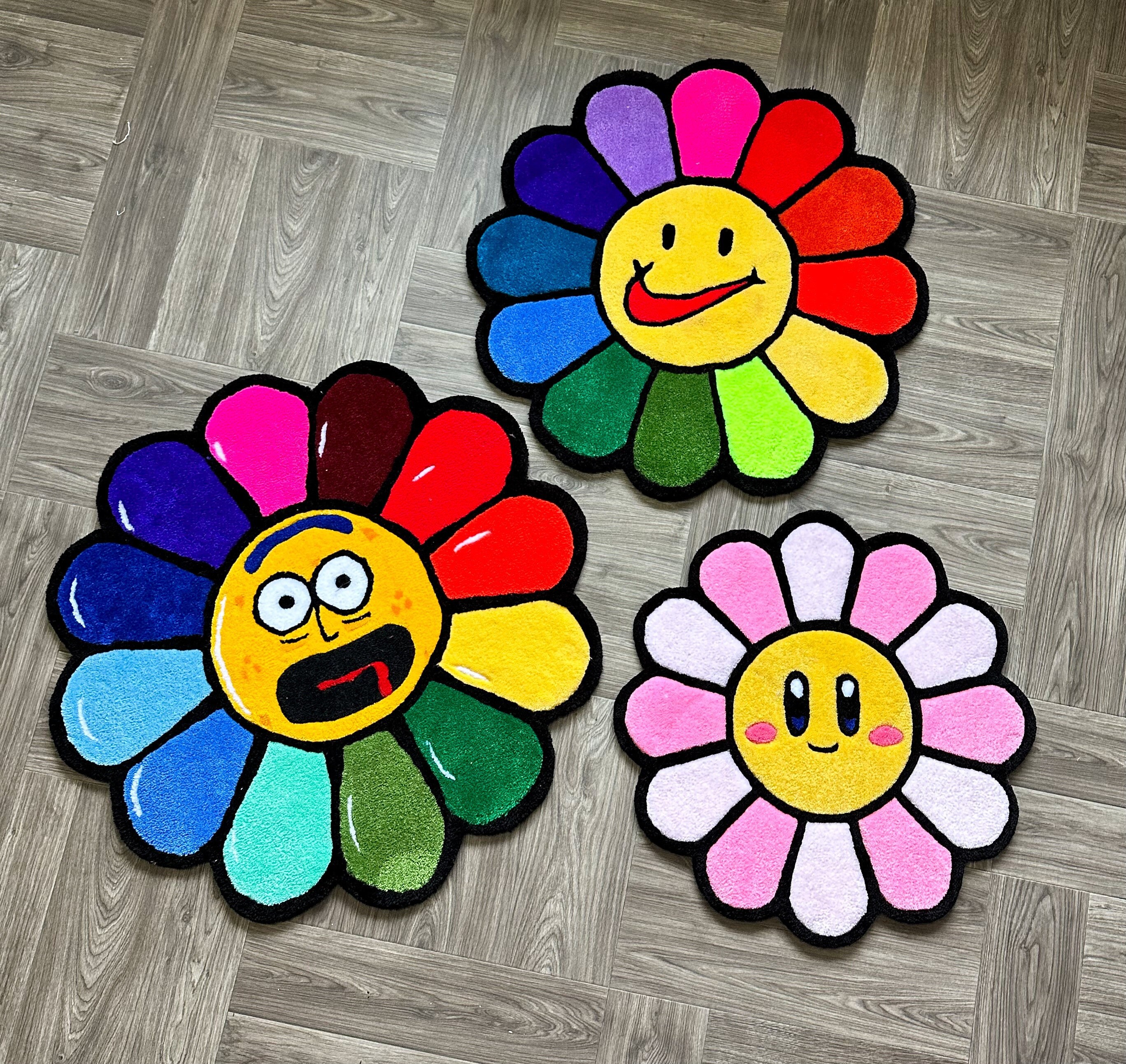 Flowers Custom Rugs Tufted , Hand Made , Smiley Face - Etsy