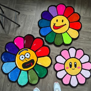 Flowers Custom Rugs Tufted , Hand Made , Smiley Face - Etsy