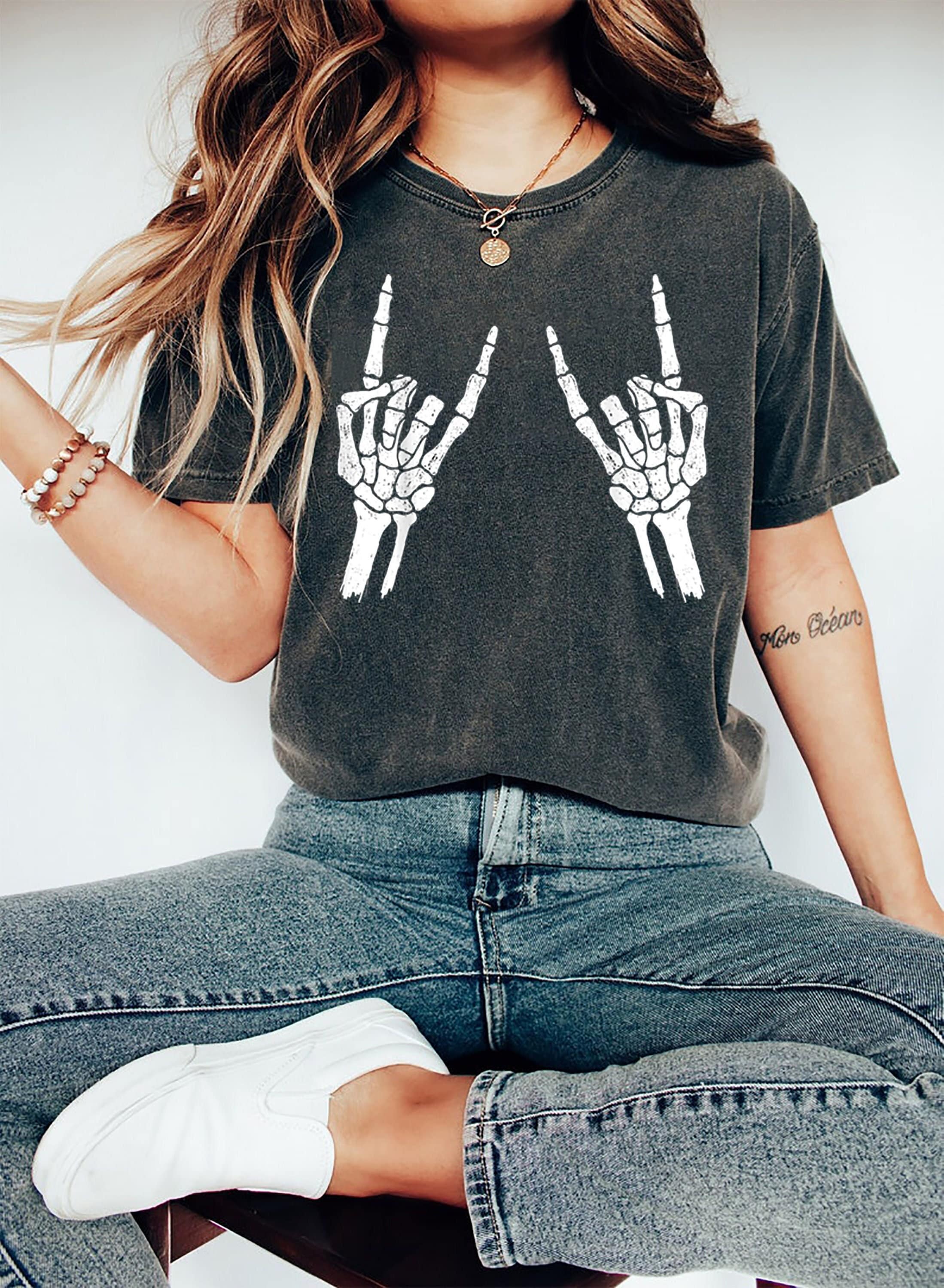 Comfort Colors® Rock on Skeleton Hands Shirt Unisex Crewneck Short ...