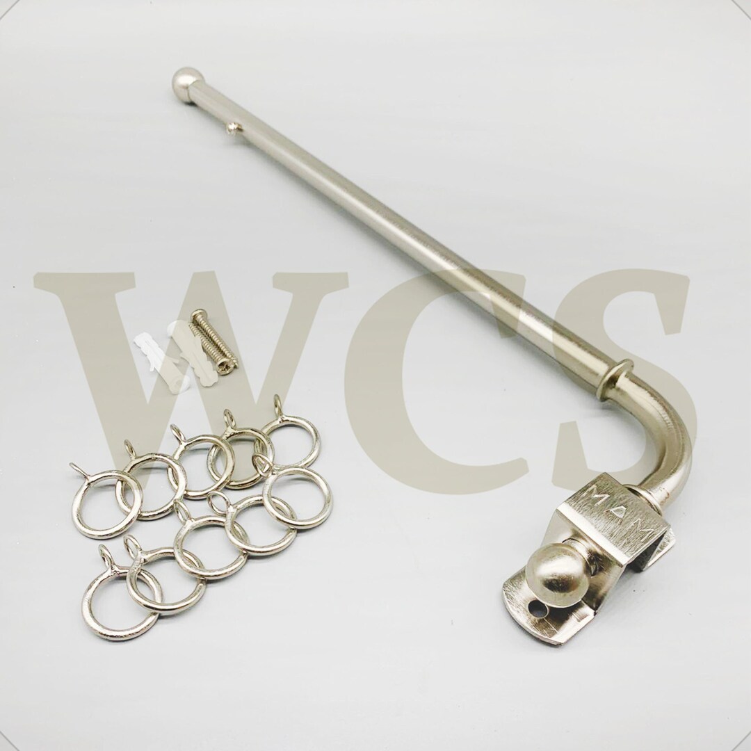 Curtain Rod Extendable Swinging SILVER Adjustable Window Curtain Holder ...
