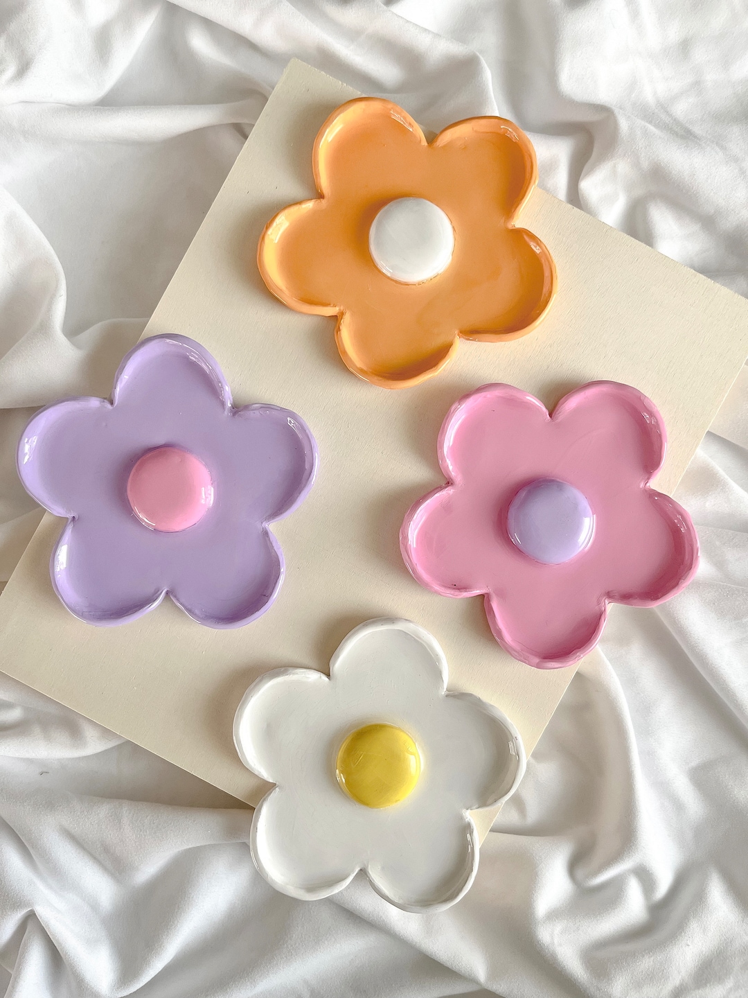 Flower Trinket Tray | Flower Polymer Clay | Clay Trinket Tray | Jewelry ...