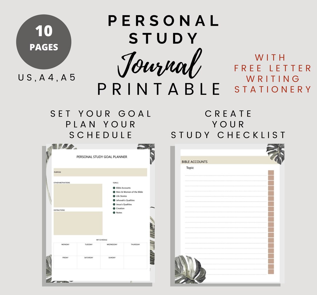 Printable Personal Study Journal JW Bible Study Journal | Personal ...