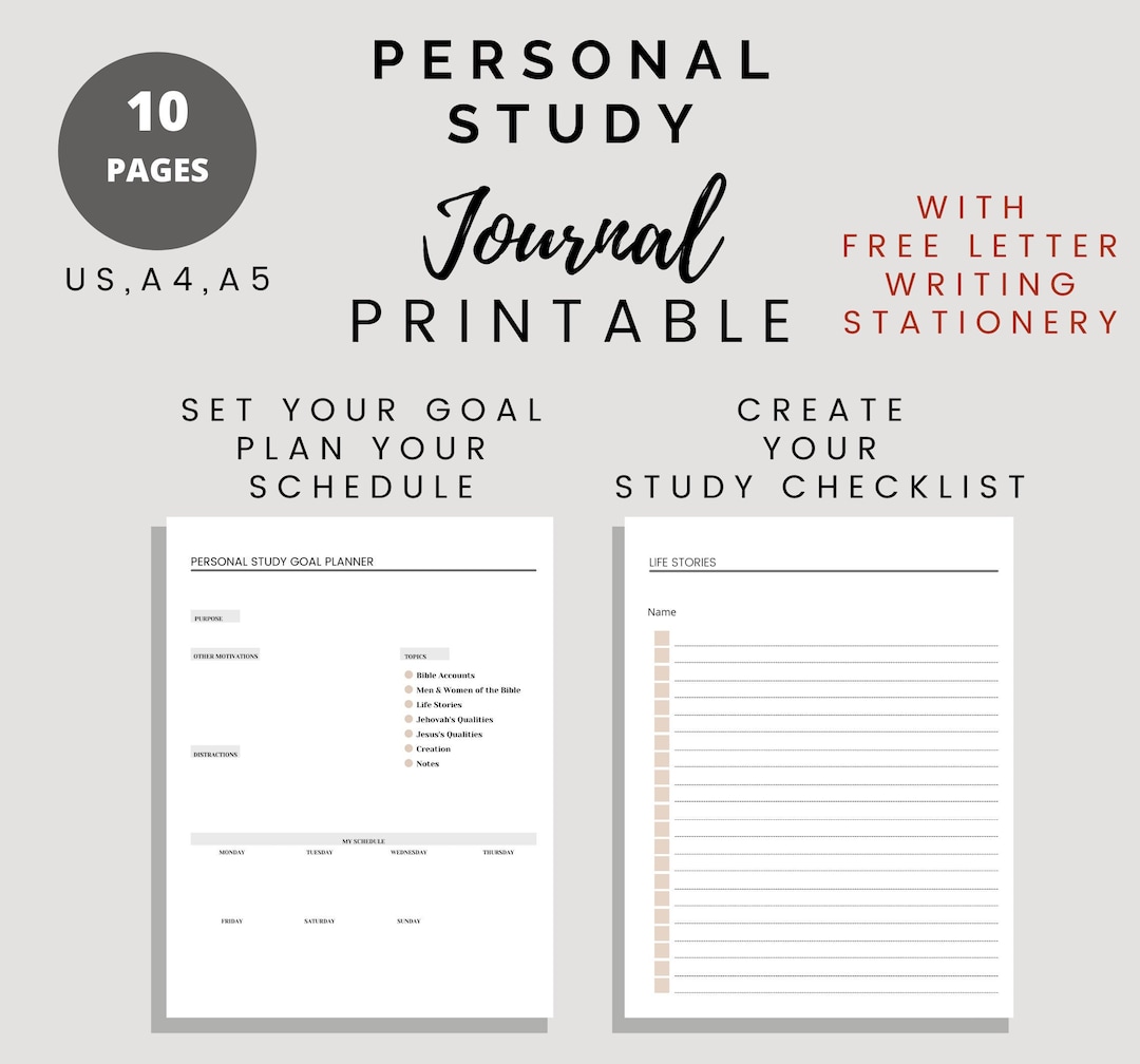 JW Personal Study Journal Printable | Bible Study Notebook (US Letter ...
