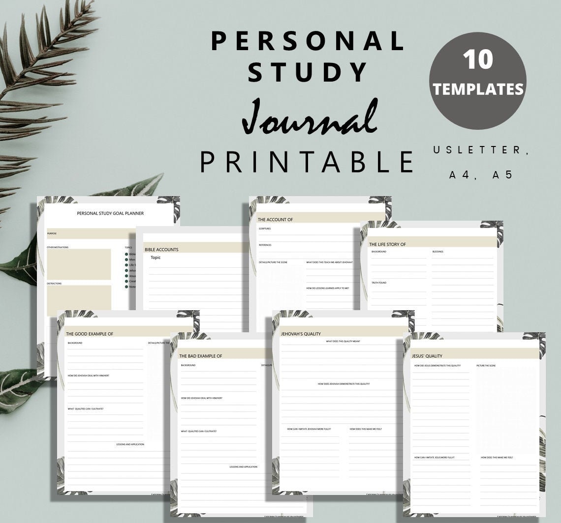 Printable Personal Study Journal JW Bible Study Journal | Personal ...