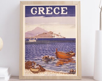 Greece Vintage Travel Poster | Etsy