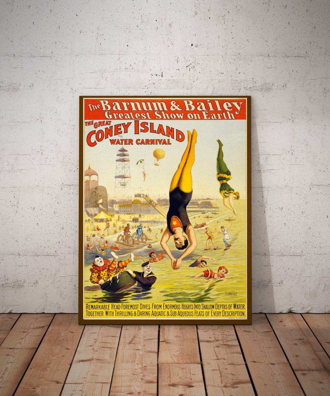 Vintage Advertisment Poster, the Great Coney Island Water Carnival ...