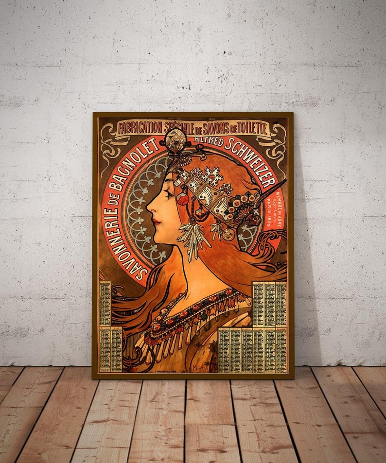Alphonse Mucha Set of 6 Vintage Ad Prints Retro Wall - Etsy