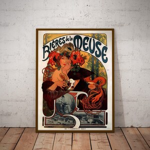 Alphonse Mucha Set of 6 Vintage Ad Prints Retro Wall - Etsy