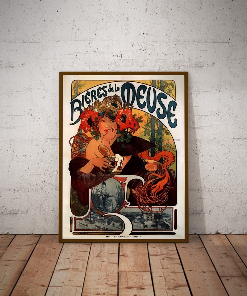 Alphonse Mucha Set of 6 Vintage Ad Prints Retro Wall - Etsy