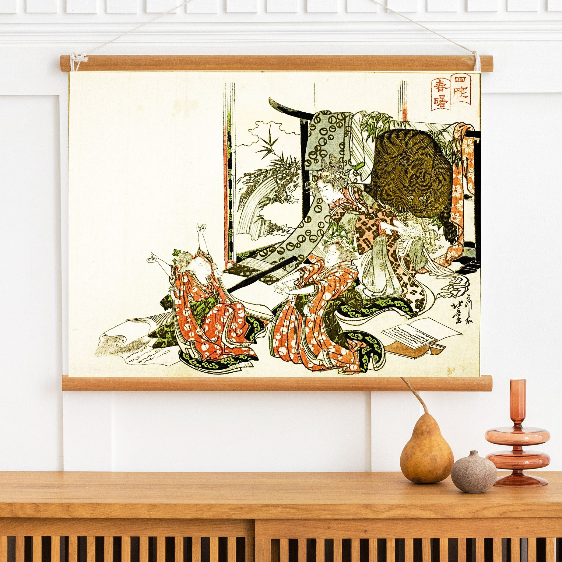 Japan art poster The Four Sleepers in Spring Dawn | Etsy