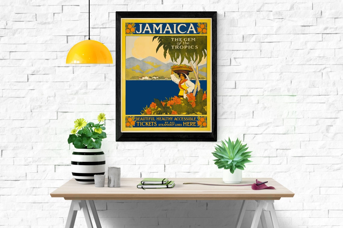 Jamaica vintage travel poster retro wall art print wall | Etsy
