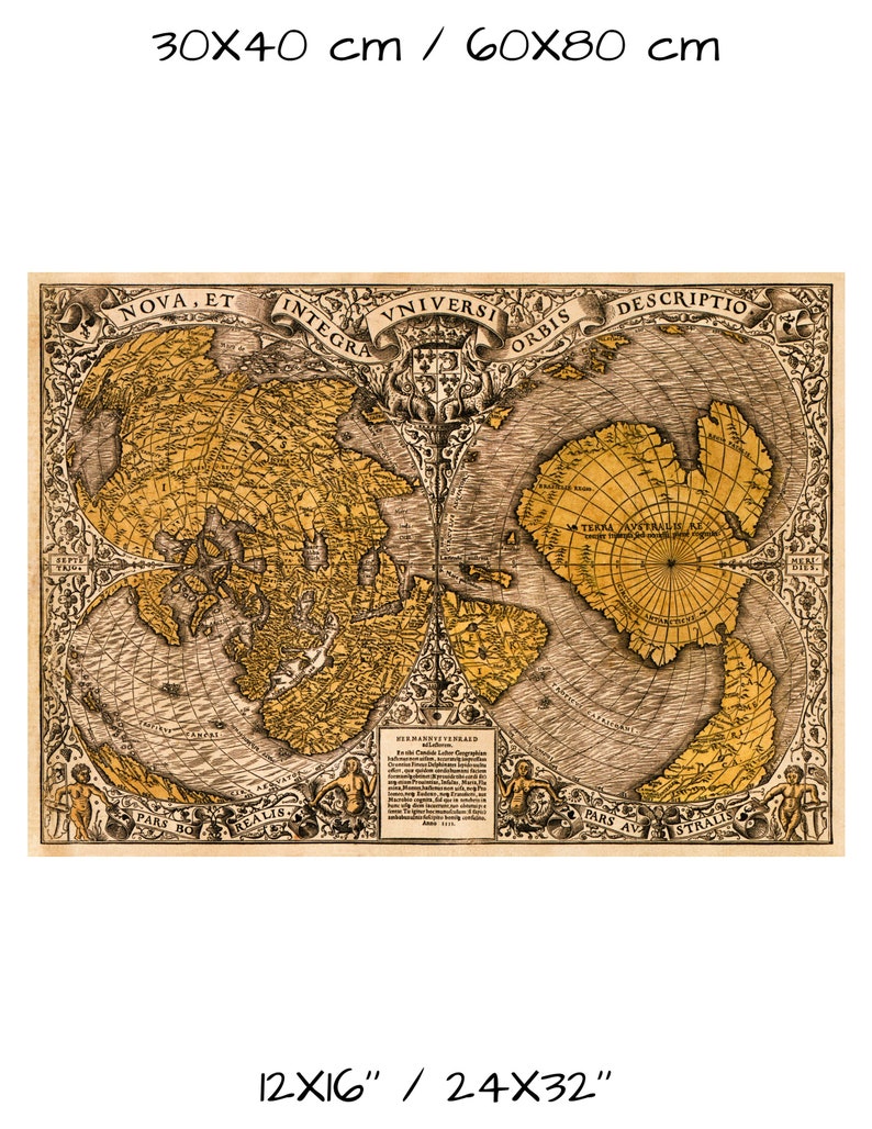 Vintage world map antique maps of astronomy and science | Etsy