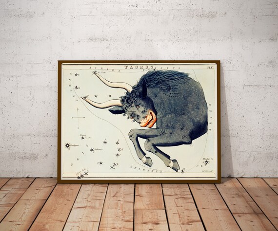 Taurus Astronomical Chart Illustration Antique Poster Print | Etsy