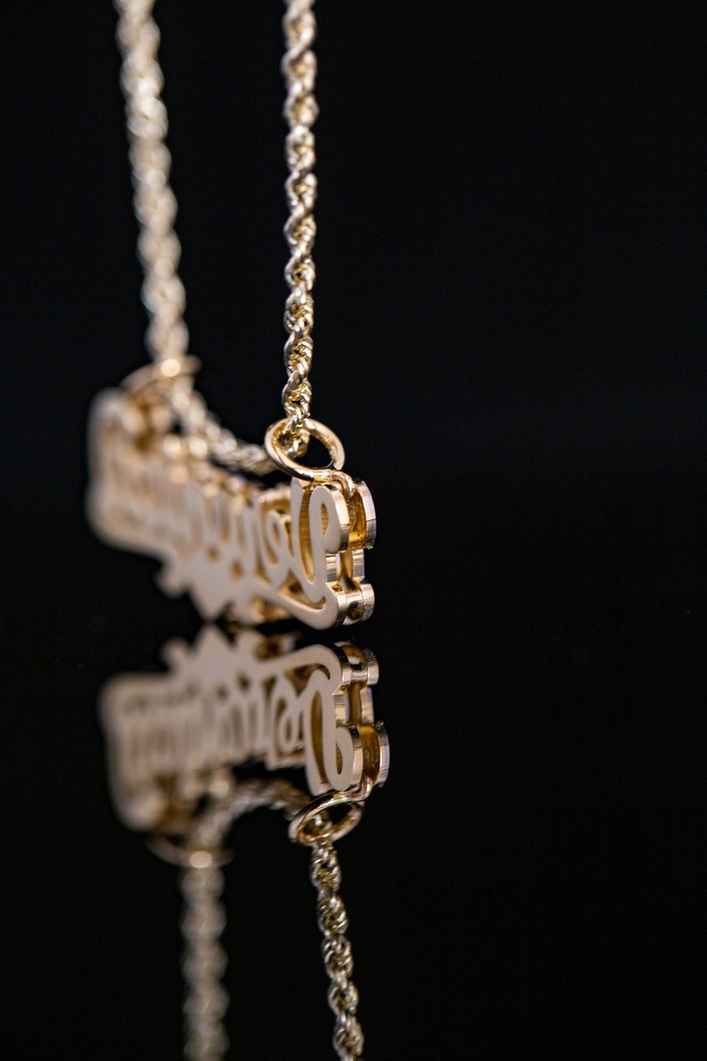 Diamond Name Necklace 14k Solid Gold Personalized Nameplate - Etsy