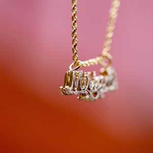 Diamond Name Necklace | 14k Solid Gold Personalized Nameplate | 3D ...