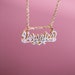 Diamond Name Necklace 14k Solid Gold Personalized Nameplate 3D Double ...