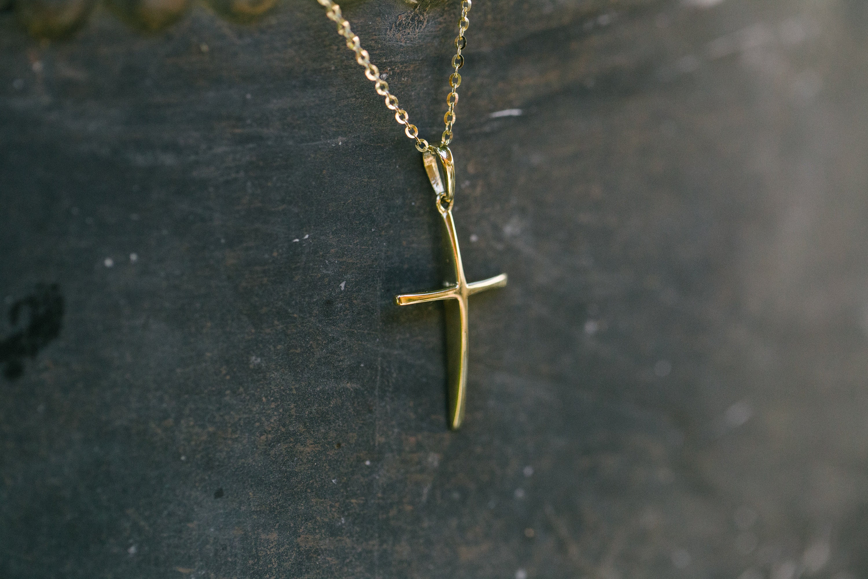 14K Solid Yellow Gold Cross Pendant Minimal Plain Crucifix | Etsy