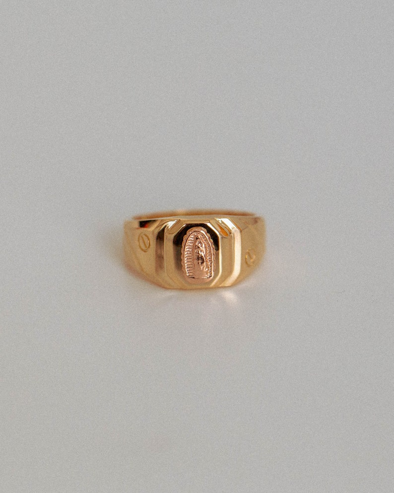 14k Solid Tri Color Gold Virgin Mary Ring Small Virgen De - Etsy