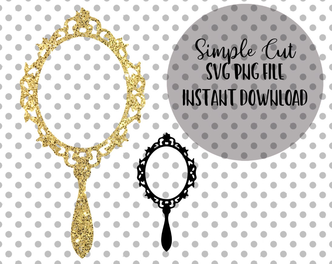 Ornate Gold Mirror Handle PNG & SVG, Beauty Mirror SVG File Vector for ...