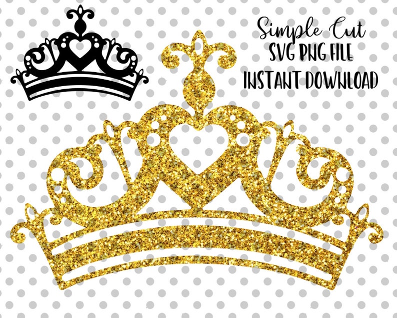 Gold Glitter Heart Tiara PNG & SVG, Beauty Mirror SVG File Vector for ...