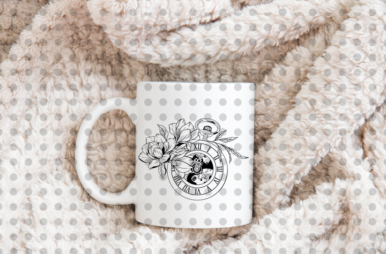 Floral Clock SVG Botanical Outline SVG Floral Svg Clock - Etsy