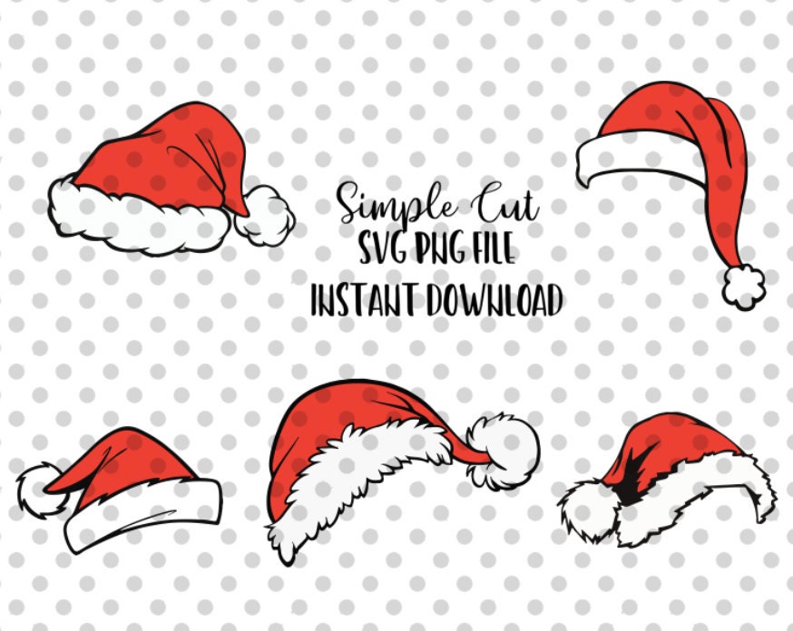 Santa Hat Bundle PNG & SVG, Christmas SVG File, Silhouette Cricut ...