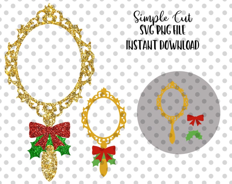 Christmas Ornate Gold Mirror Handle PNG & SVG, Beauty Mirror SVG File ...