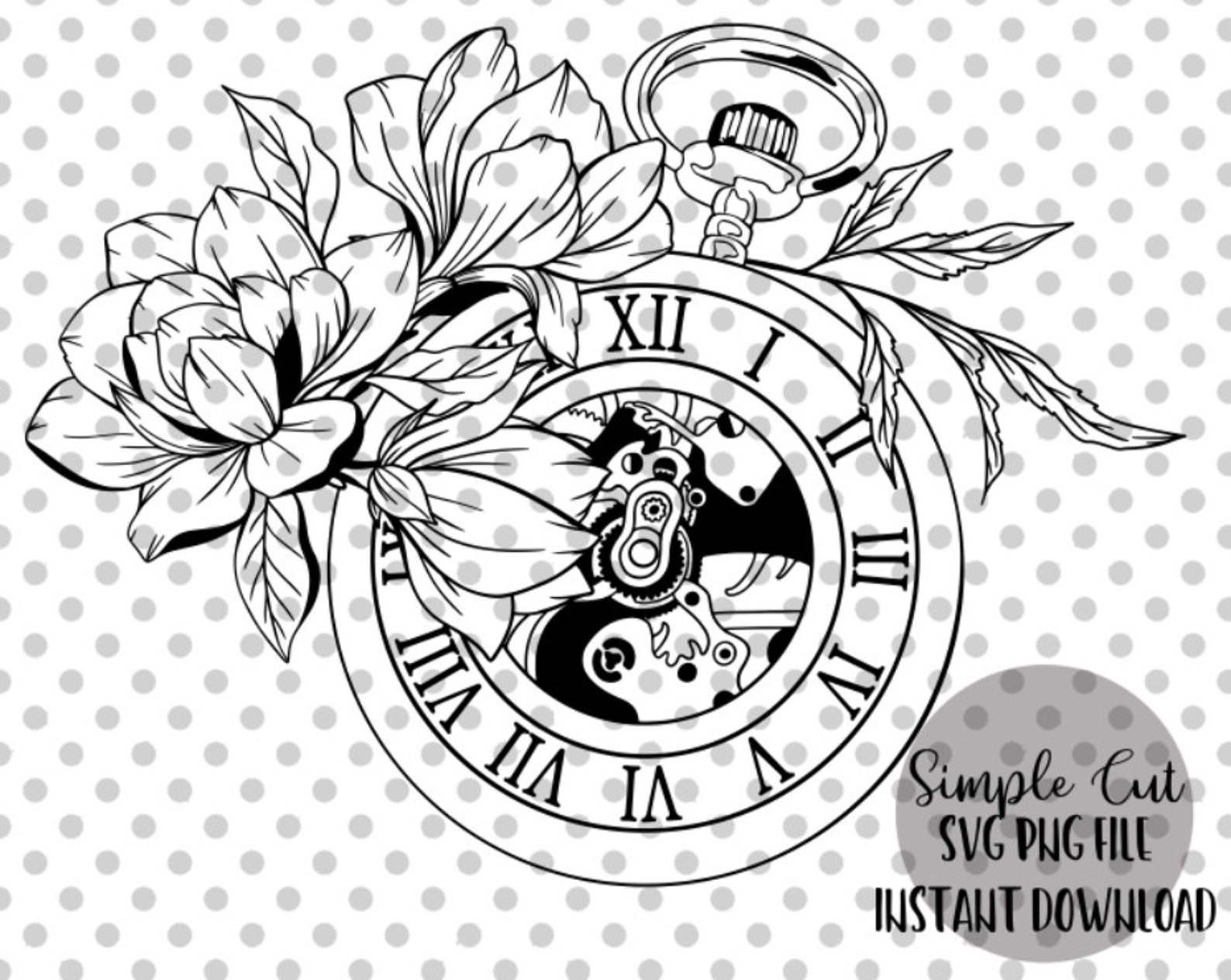 Floral Clock SVG Botanical Outline SVG Floral Svg Clock - Etsy