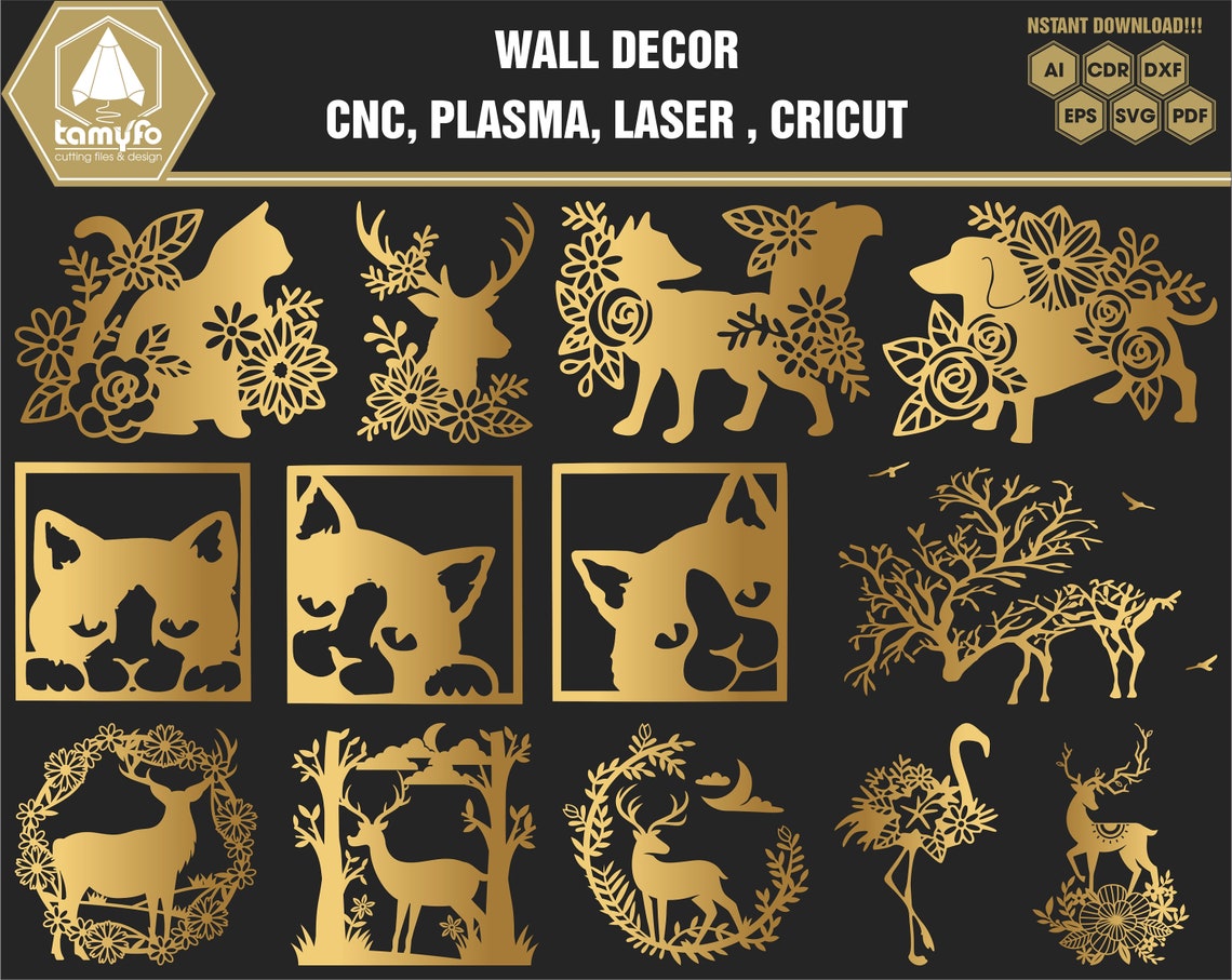 100 Wall Decor Decoration Wall Vector Files CNC File - Etsy