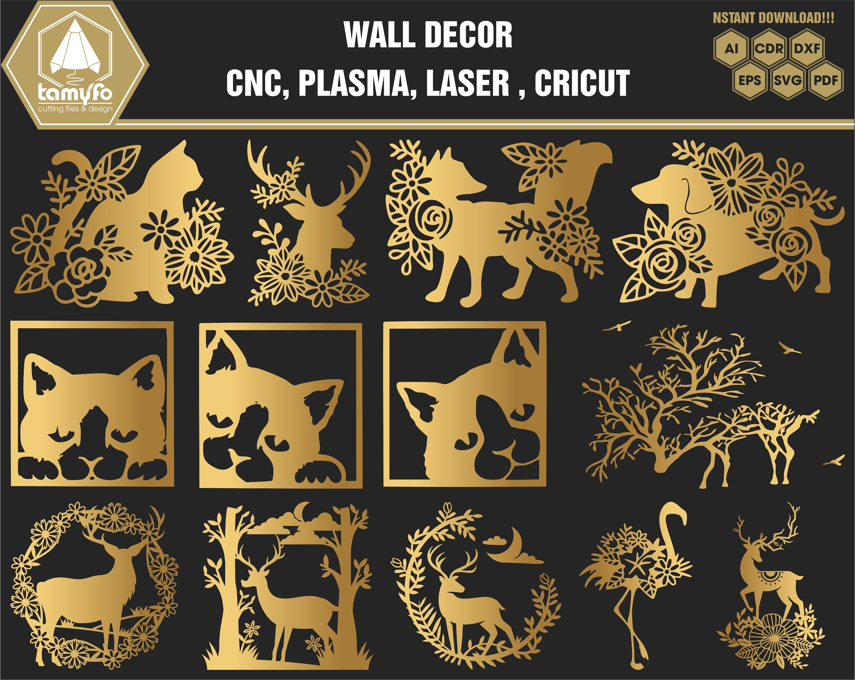 100 Wall Decor Decoration Wall Vector Files CNC File - Etsy