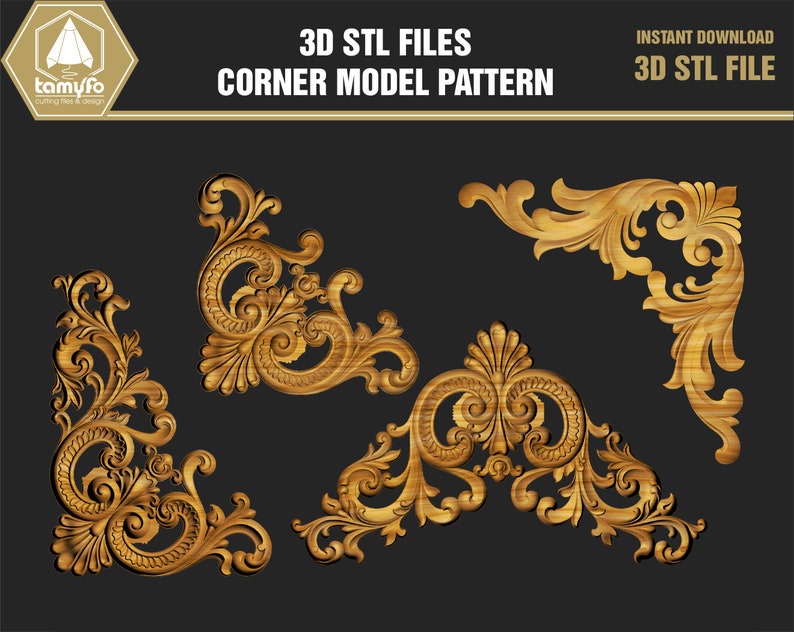 3D STL Files Corner Model Pattern for 3D Printer and Cnc Vectric Artcam ...