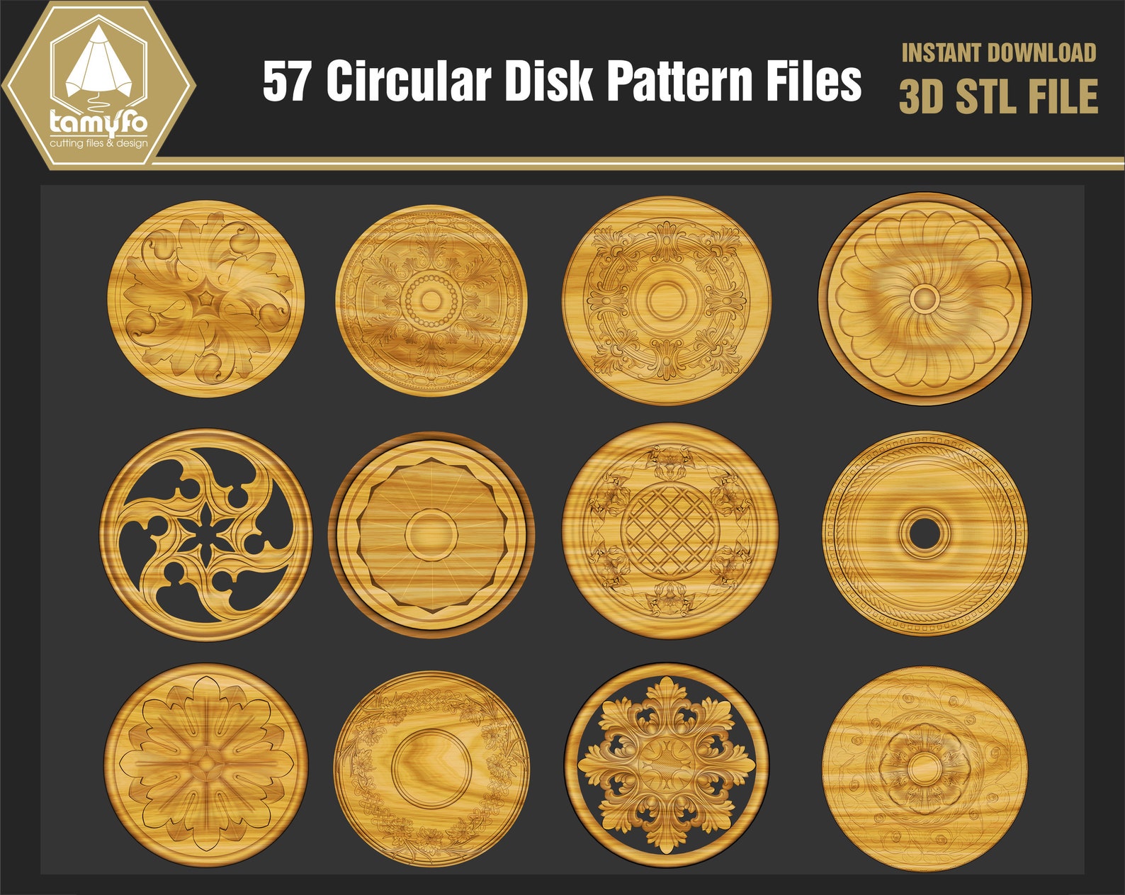 57 Circular Disk Pattern 3d Stl Files for Wood Engraving, 3d Printer ...