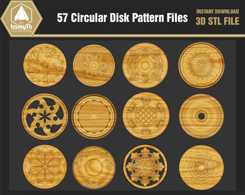 57 Circular Disk Pattern 3d Stl Files for Wood Engraving, 3d Printer ...
