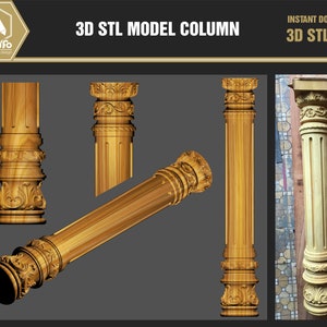 Column 3D STL Files for Engraving Router, 3d Printer and Vectric Artcam ...