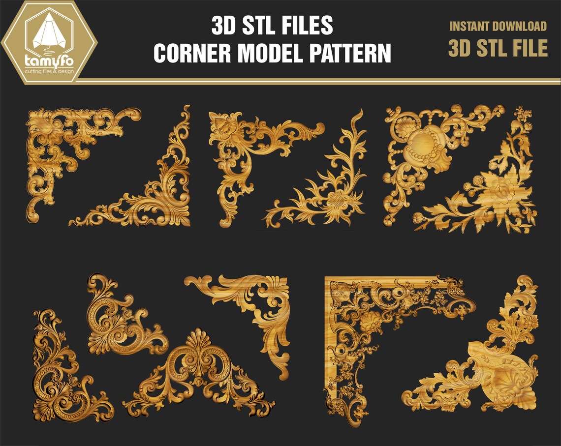 3D STL Files Corner Model Pattern for 3D Printer and Cnc Vectric Artcam ...