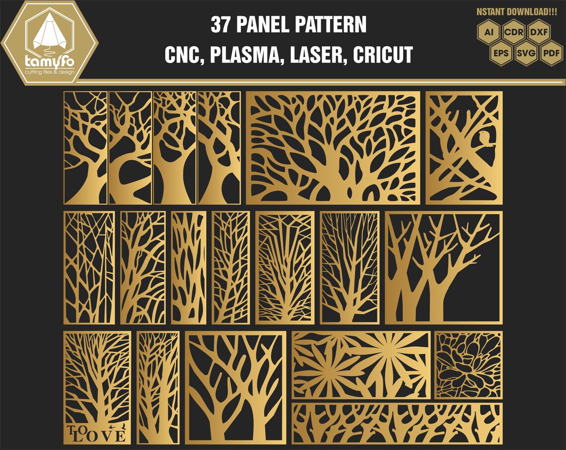 37 Pattern Tree Vector Files | CNC File, Laser Cutting File | Ai, Cdr ...