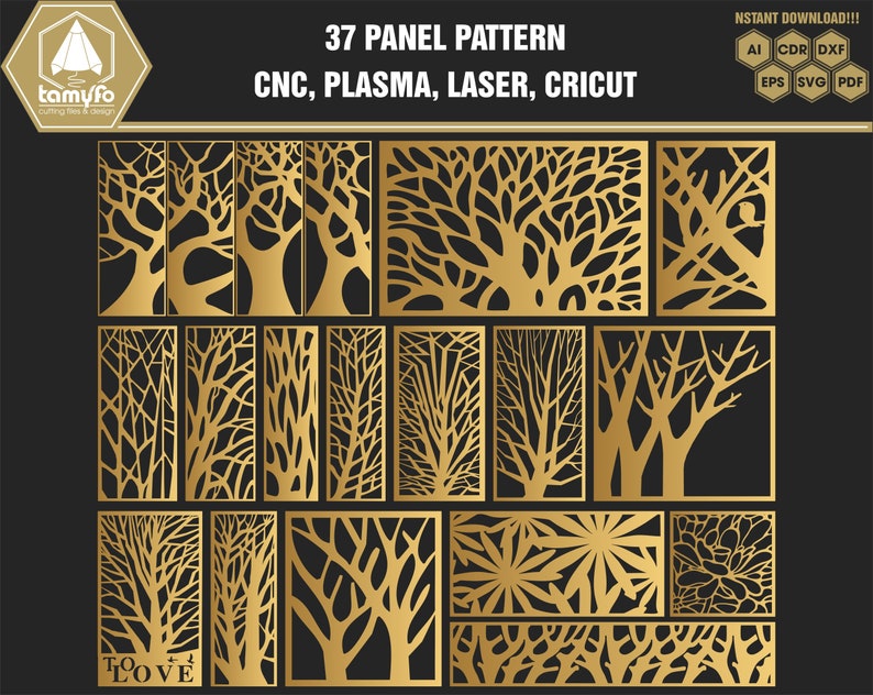 37 Pattern Tree Vector Files | CNC File, Laser Cutting File | Ai, Cdr ...