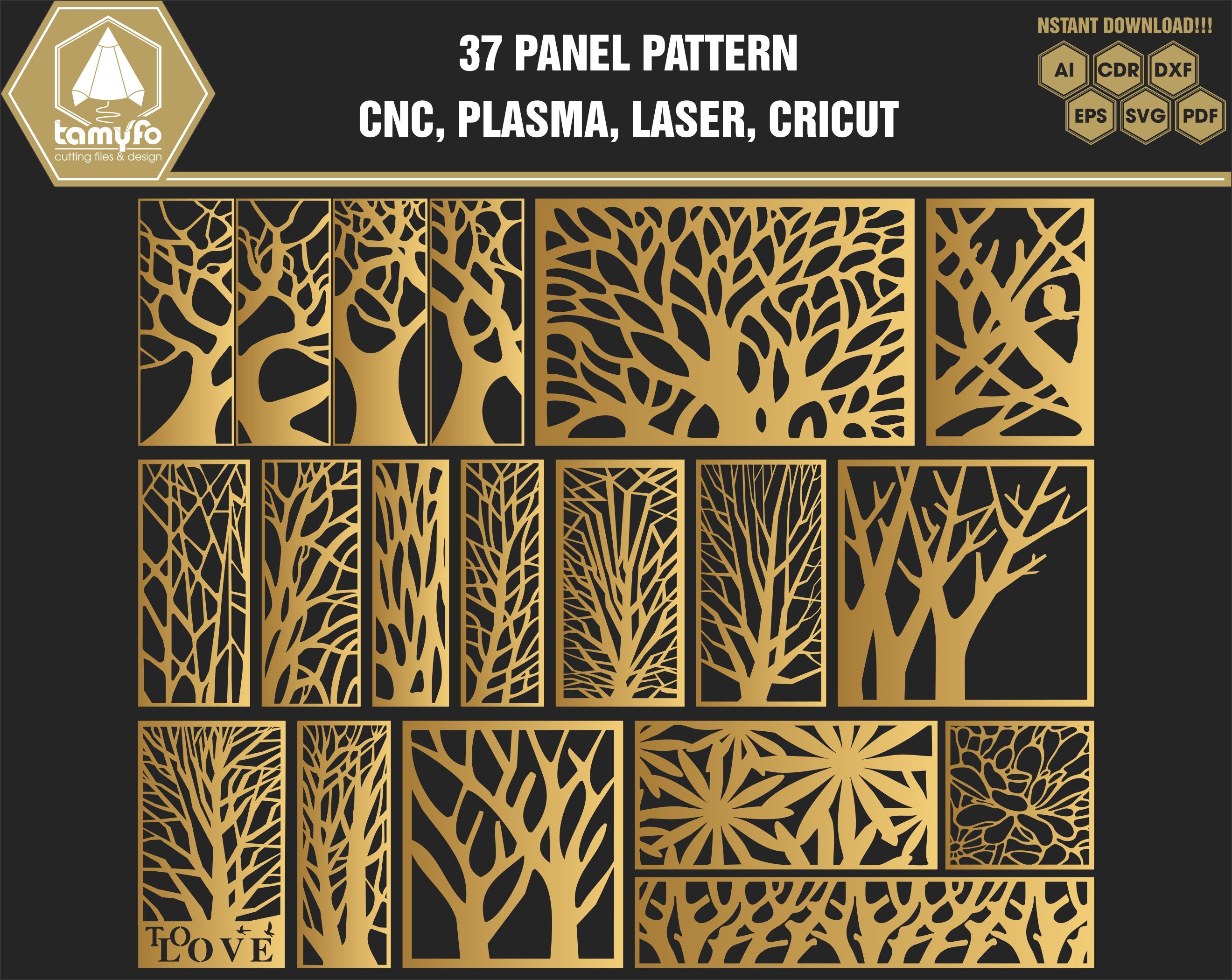 37 Pattern Tree Vector Files | CNC File, Laser Cutting File | Ai, Cdr ...
