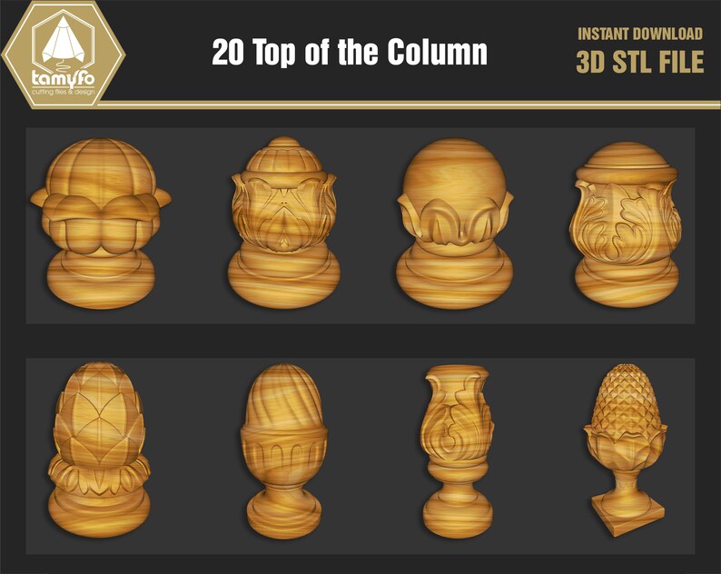20 Top of the Column 3D STL Files for Engraving Router, 3d Printer and ...