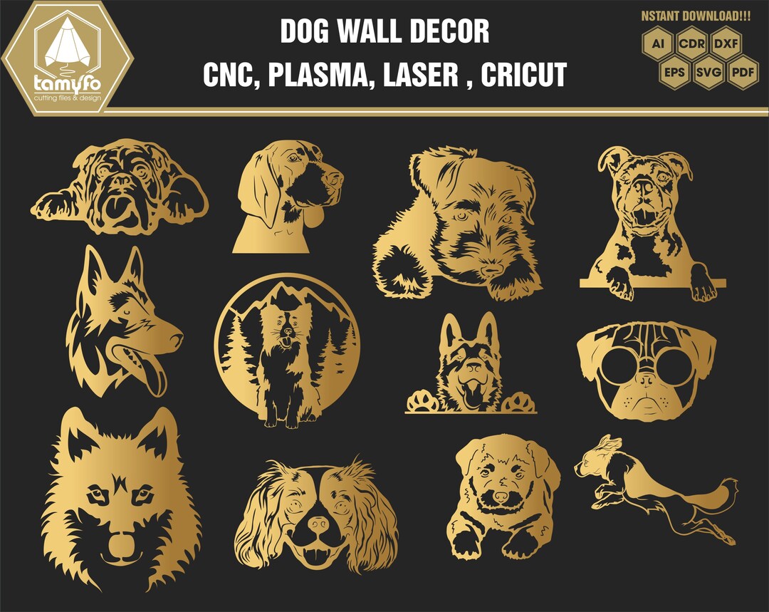 30+ DOG Animals Wall Decor | Decoration for Wall Vector Files | CNC ...