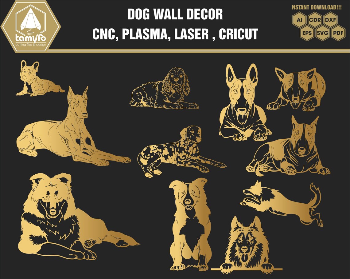 30+ DOG Animals Wall Decor | Decoration for Wall Vector Files | CNC ...