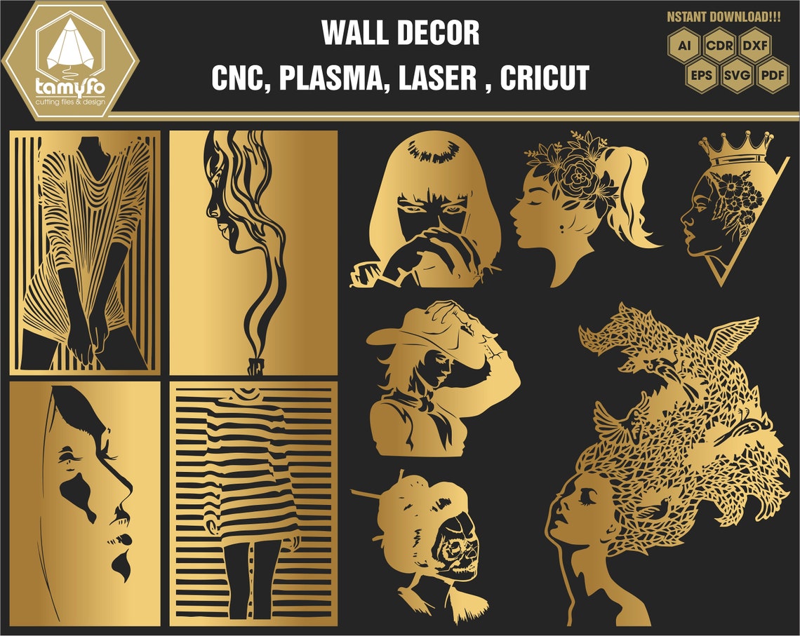 100 Wall Decor Decoration Wall Vector Files CNC File - Etsy